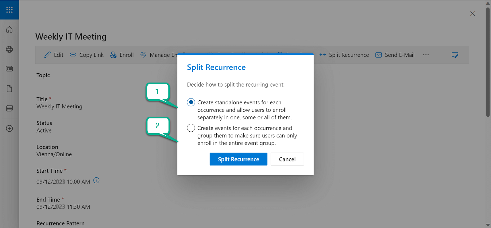 How to create recurring events in SharePoint