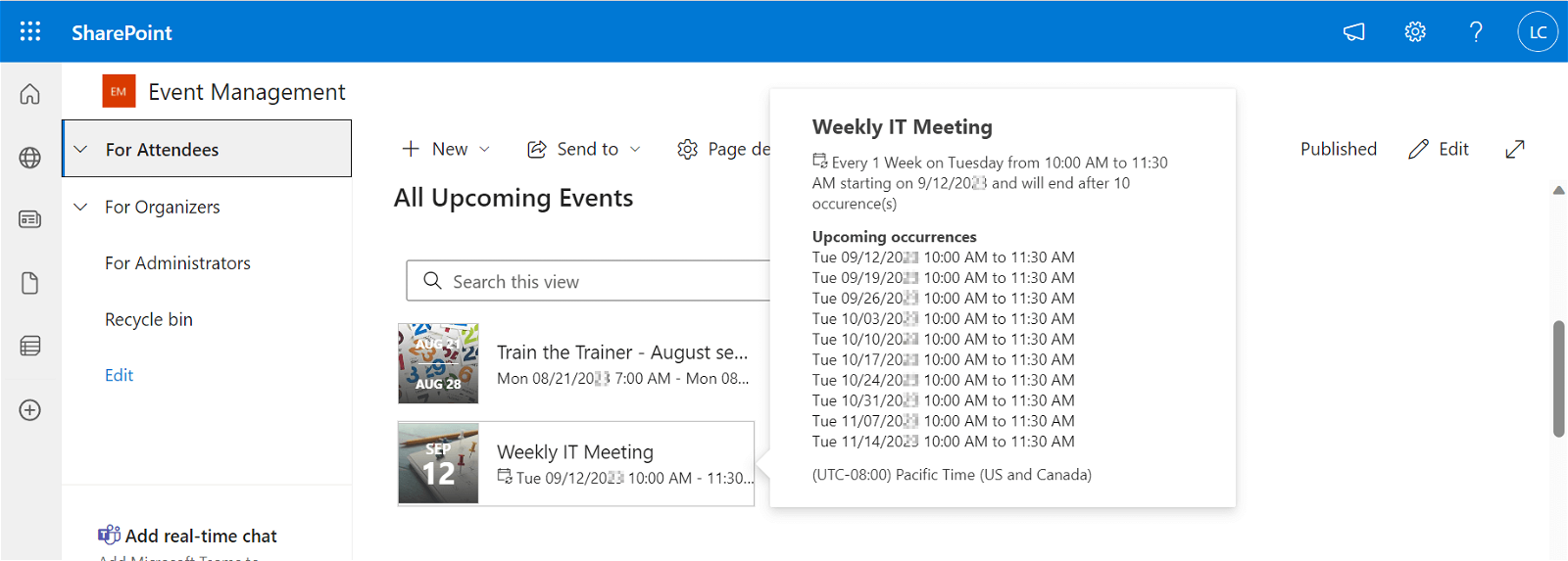 How to create recurring events in SharePoint