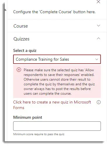 Add a quiz on SharePoint using Microsoft Forms
