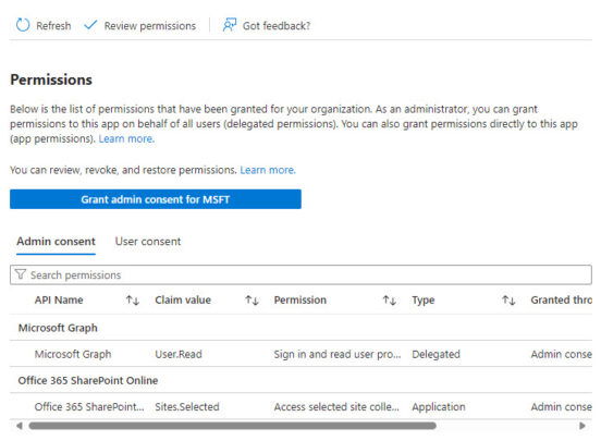 Entra ID App-Permissions requested by Sapiens Apps - SharePoint|sapiens